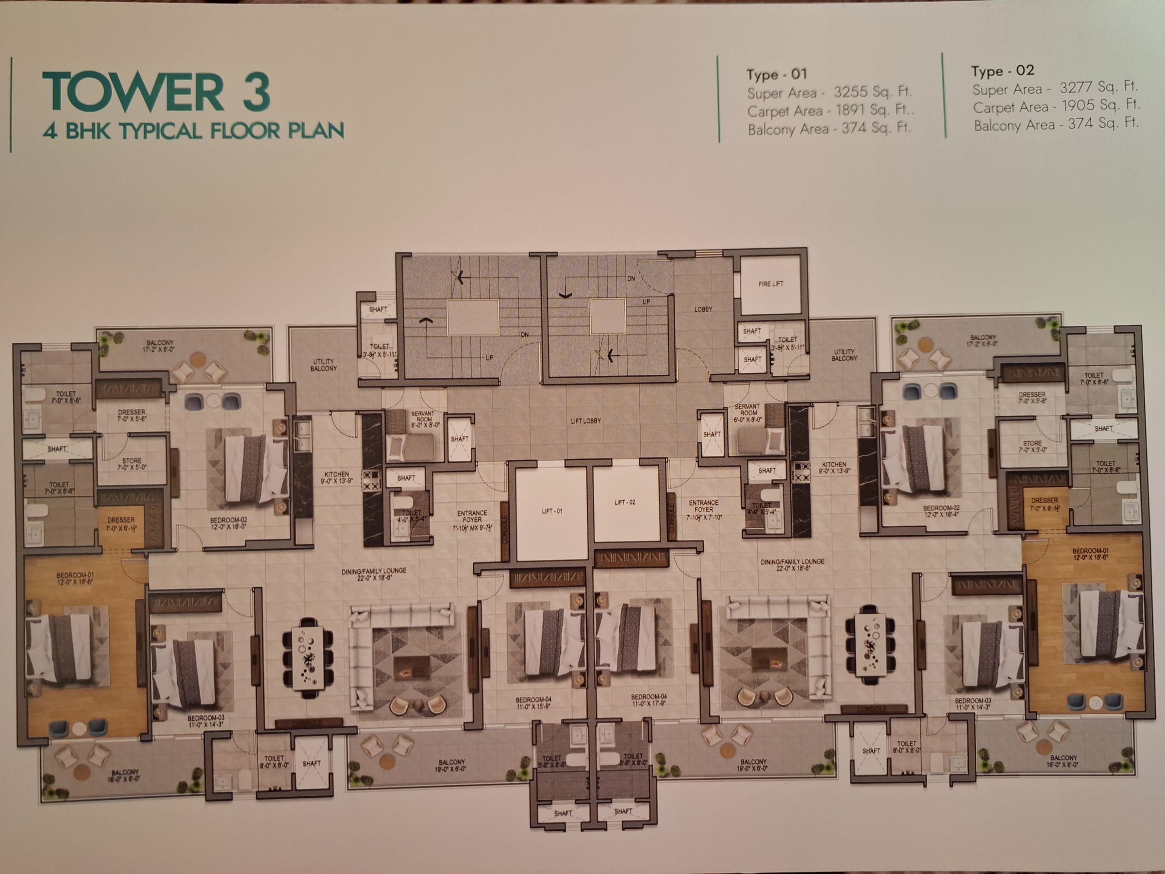 Jubilee Vallum 4 BHK Floor Plans Tower 3 - NRI Estate - Mohali - Punjab ...